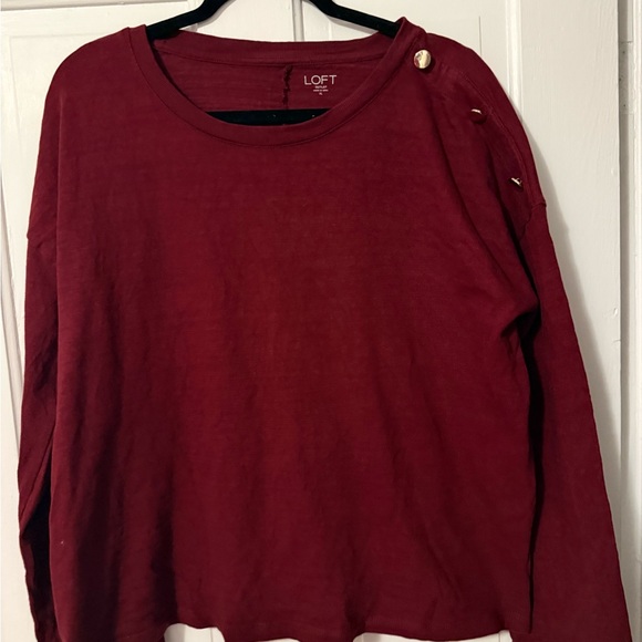LOFT | Tops | Loft Outlet Womens Deep Red Long Sleeve Sweatshirt With ...